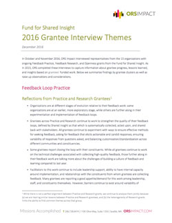 2016 Grantee Interview Themes - Fund for Shared Insight